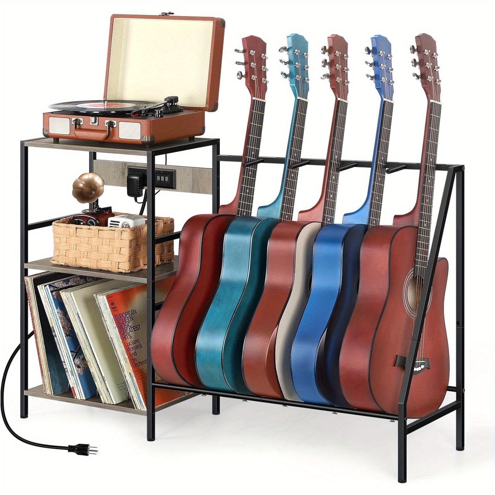 Storage Rack Black Record Player Table Turntable Stand - Temu