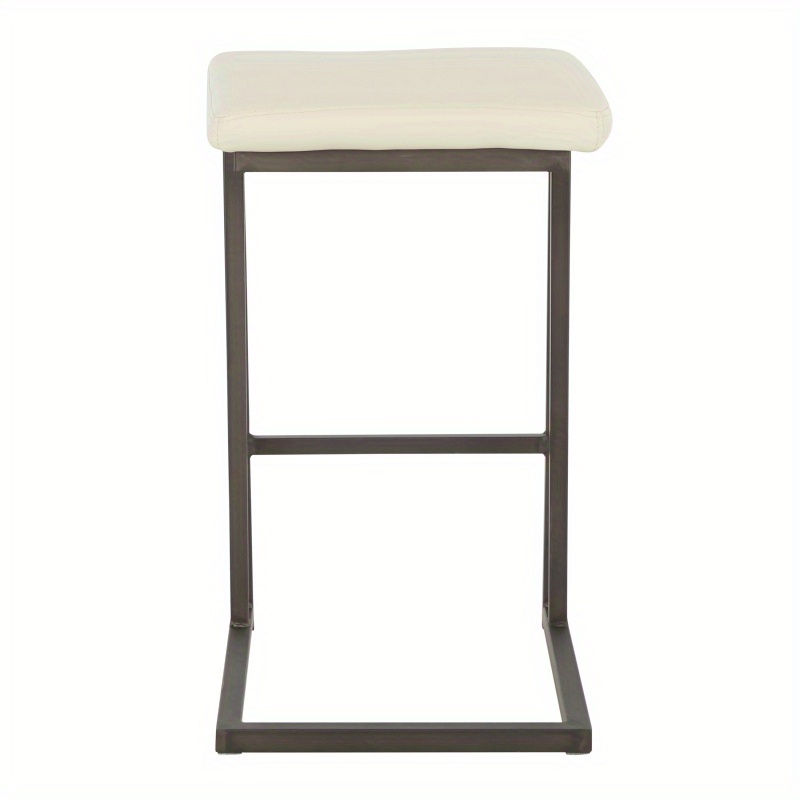 Roman Industrial Counter Stool In Antique Metal Cream Faux - Temu