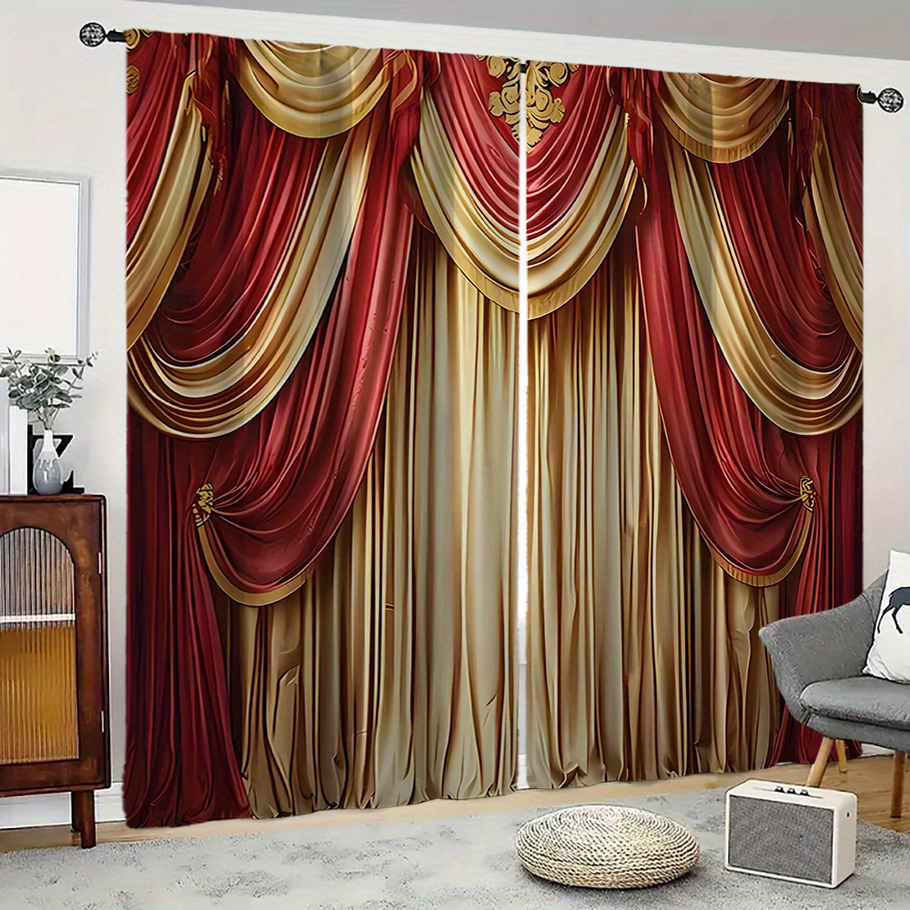 Red Curtains For Modern Dining Room