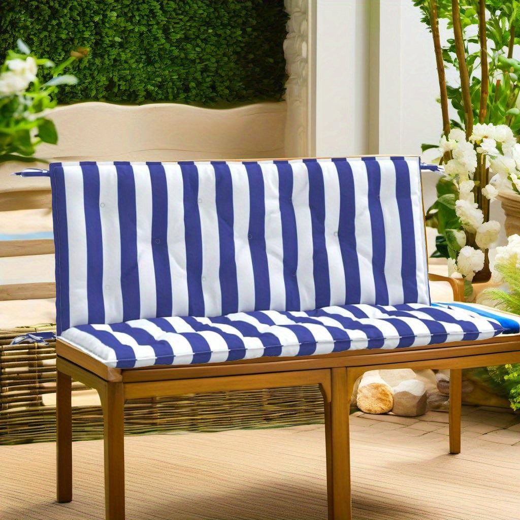 Outdoor Garden Bench Cushions White Striped 47. 9. - Temu
