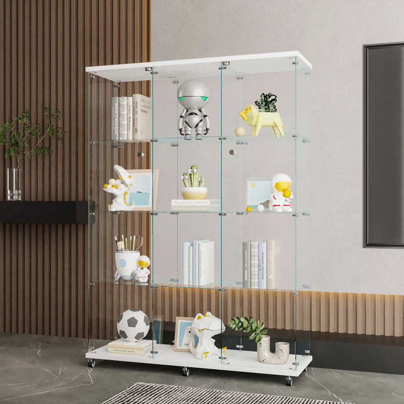 Extra Large 4 shelf Glass Display Cabinet Versatile White - Temu