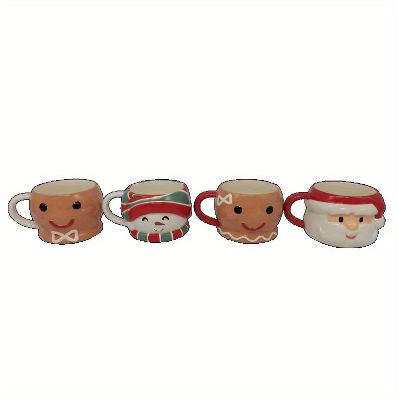 Ceramic Holiday Mug Set Glazed Characters Stackable Metal - Temu
