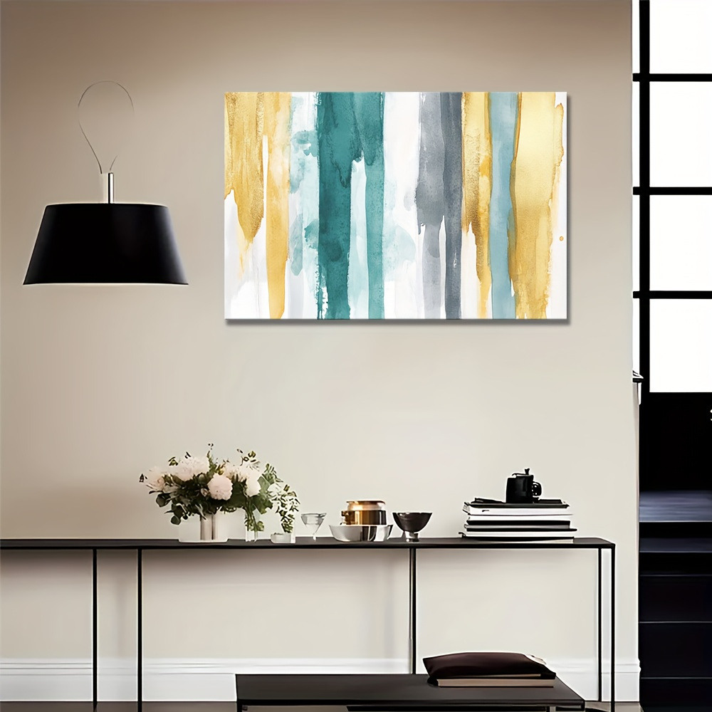 Abstract Watercolor Painting Teal White Lime Green Light - Temu