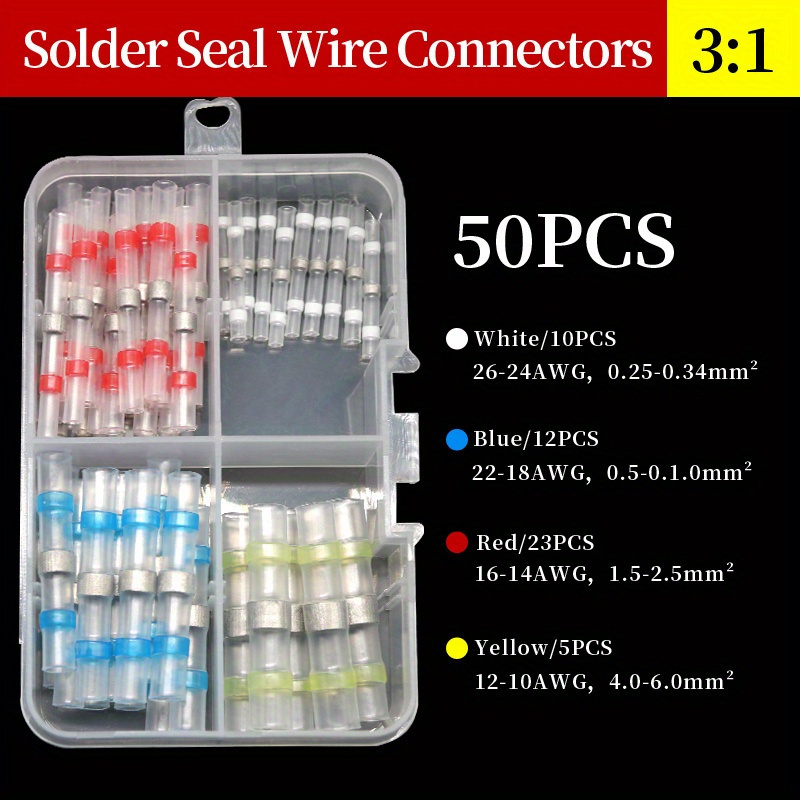50 100pcs waterproof solder seal wire connectors heat shrink insulated ...