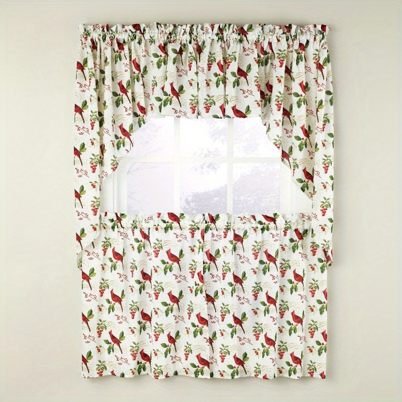 Vintage Forest Theme Blackout Window Tier Curtains Rod - Temu