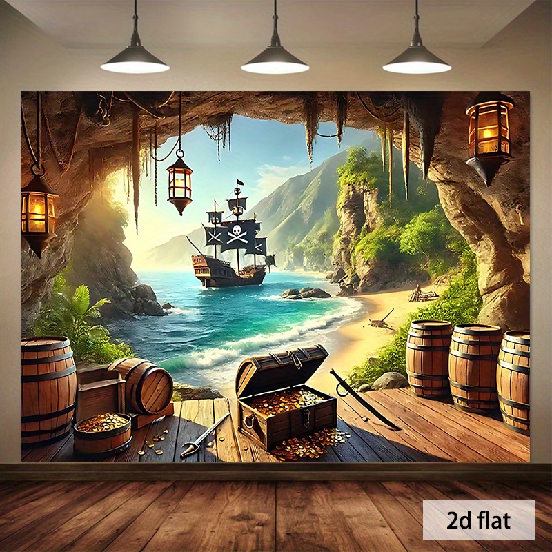 Pirate Jewelry Blulu Halloween Pirate Treasure Map Backdrop Pirate ...