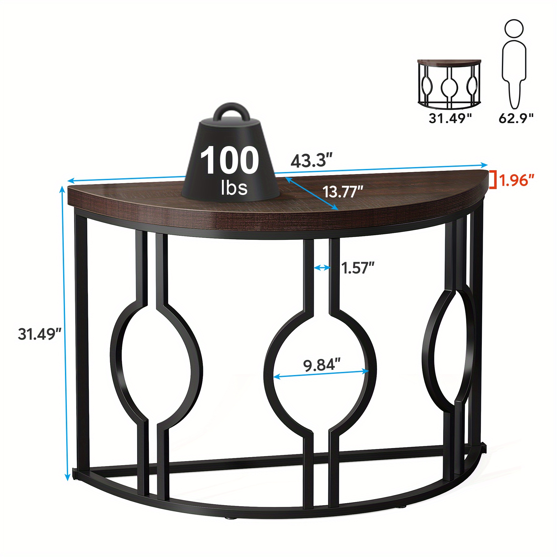 Chic Half moon Entryway Console Table Geometric Metal Base - Temu
