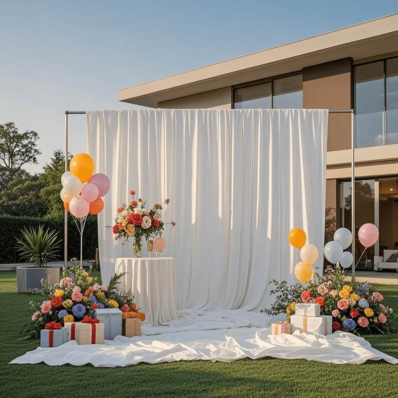 backdrop curtain white sold on Temu United States
