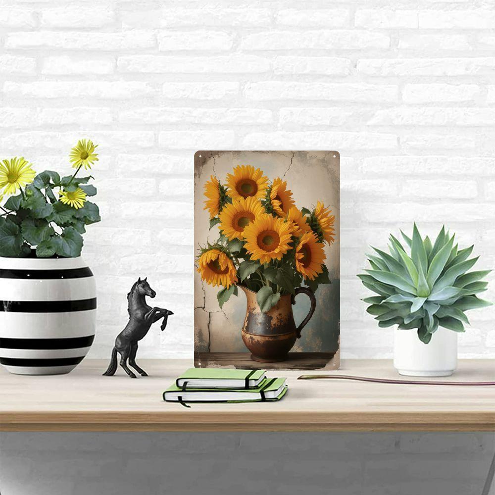 Vintage Sunflower Vase Metal Sign 8x12 Aluminum Wall Decor - Temu