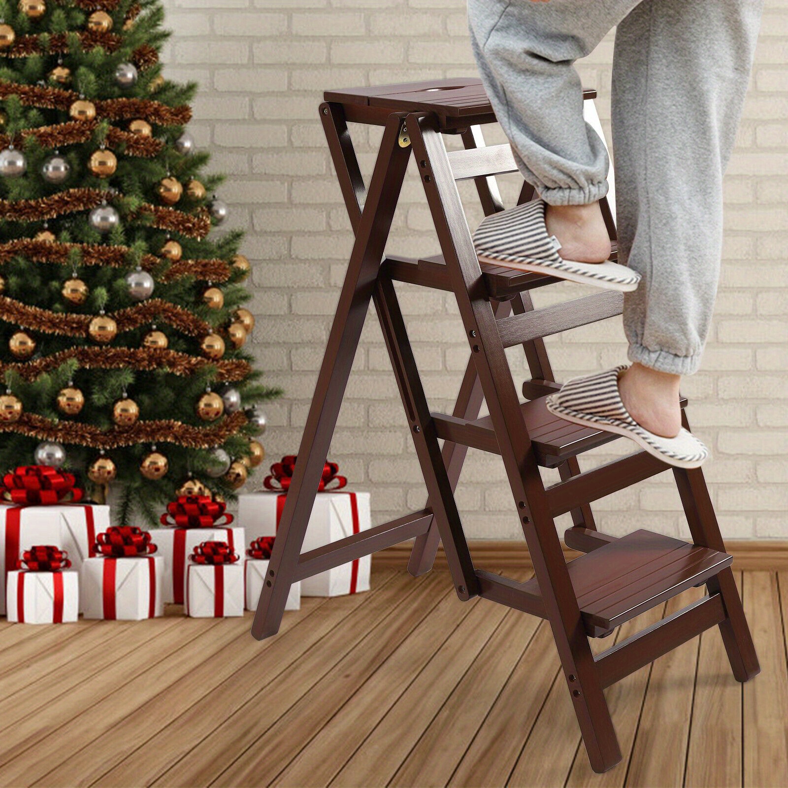 wood step stool sold on Temu United States