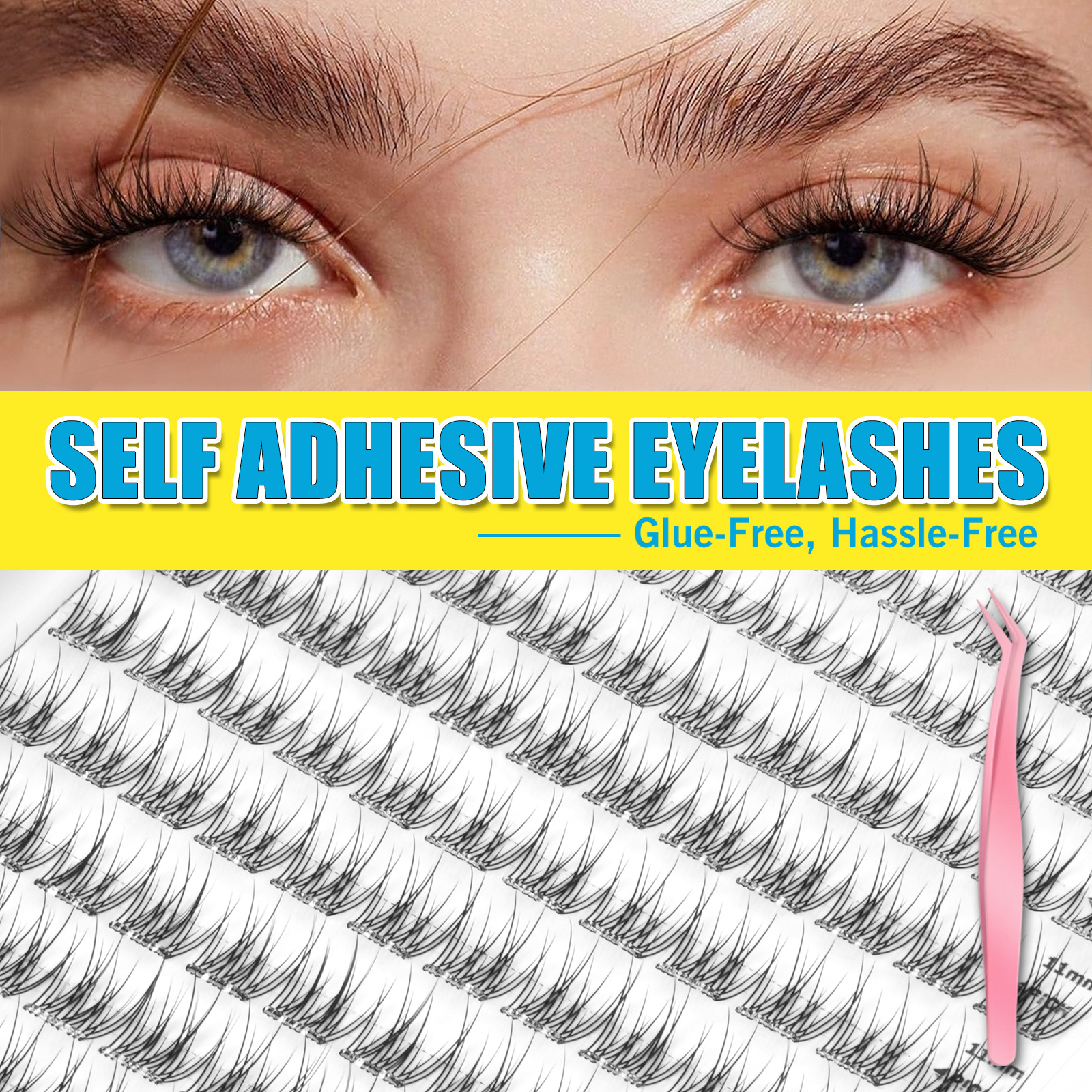 glueless eyelashes sold on Temu United States
