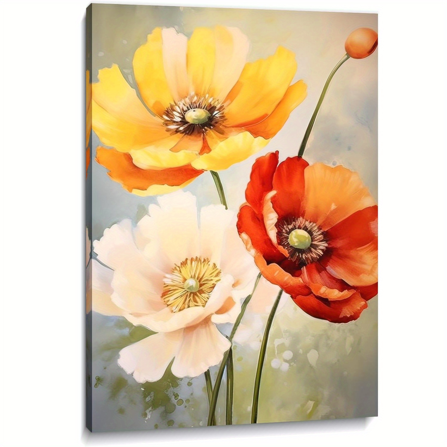 Wooden Framed Colorful Poppy Picture Canvas Prints - Temu