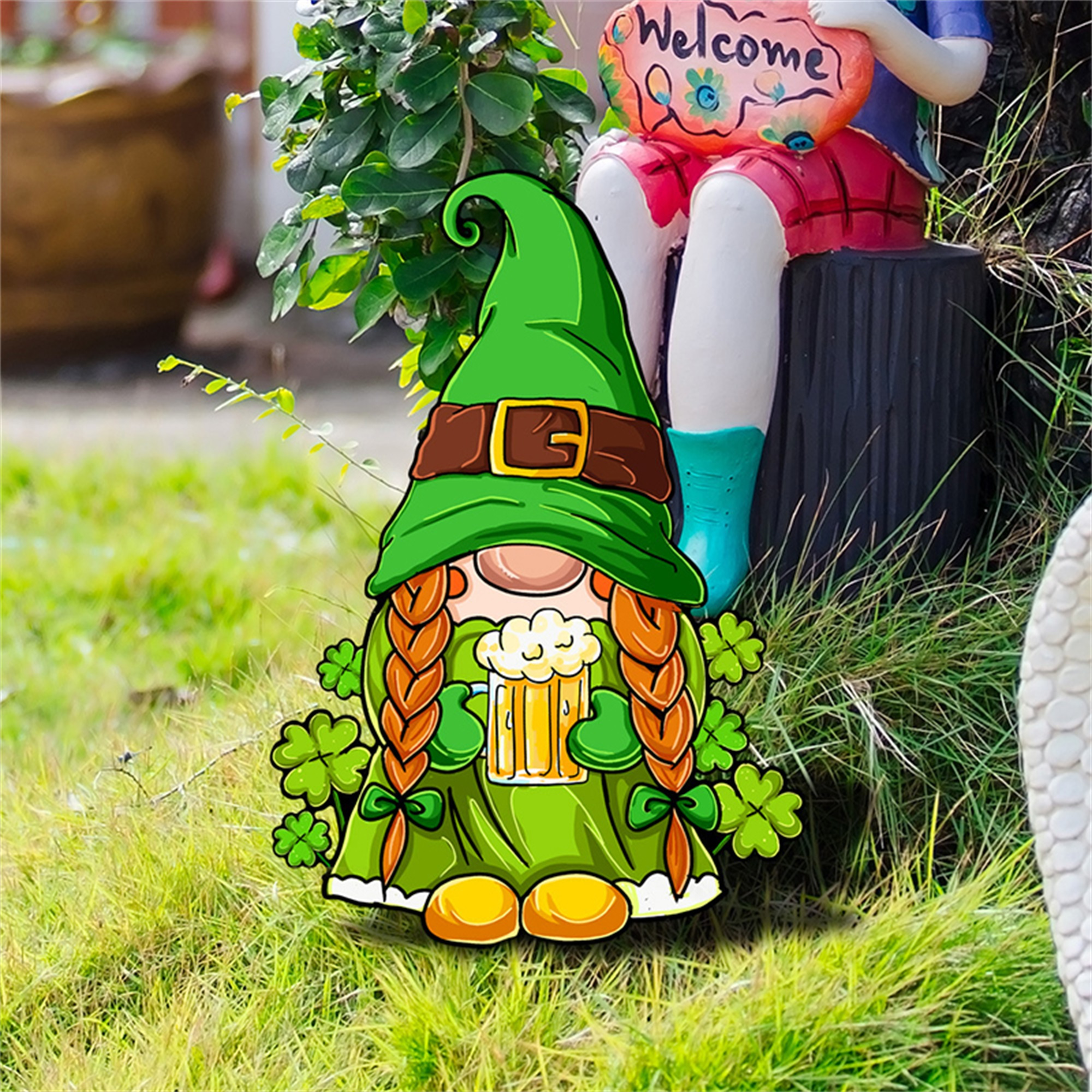 Green Garden Stakes Beer Clover Yard Sign Acrylic - Temu