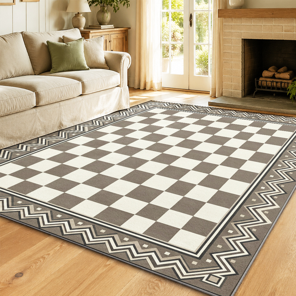checkerboard area rug sold on Temu Australia