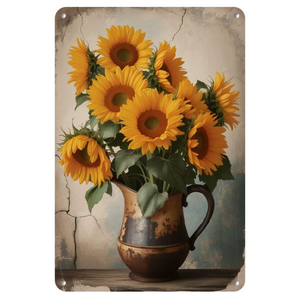 Vintage Sunflower Vase Metal Sign 8x12 Aluminum Wall Decor - Temu