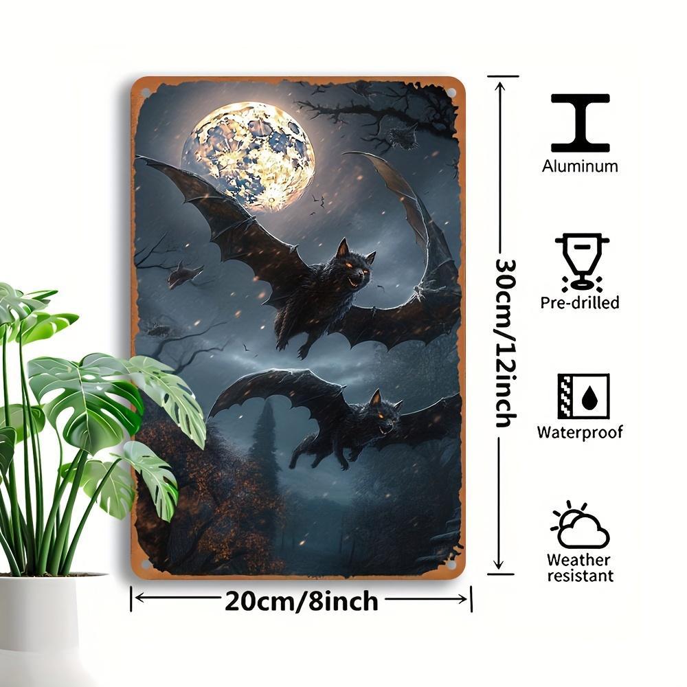 Room Decor Vintage Black Cat Bat Wings Iron Tin Sign Pre - Temu