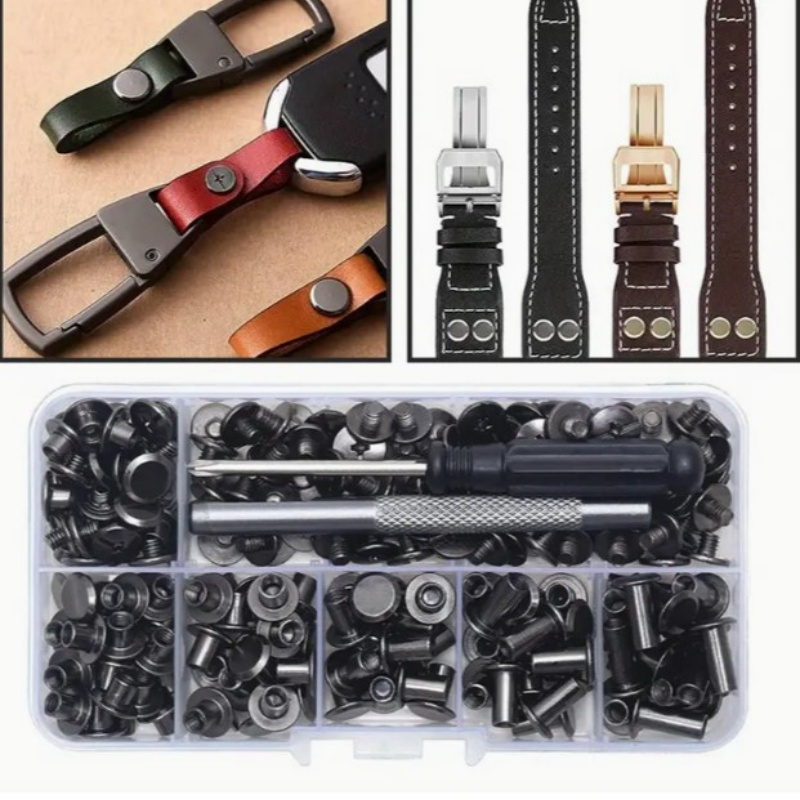 Black Kit Leather Rivets Screws Book Binding - Temu