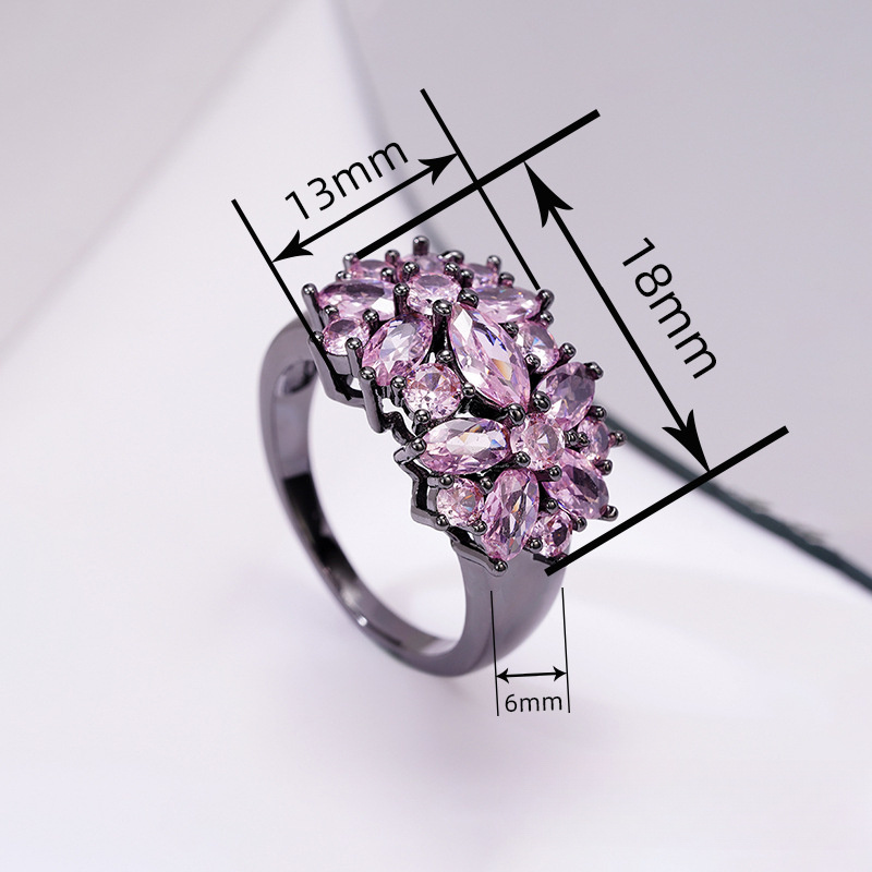 Elegant Purple Floral Ring Women Chic Alloy Sparkling - Temu