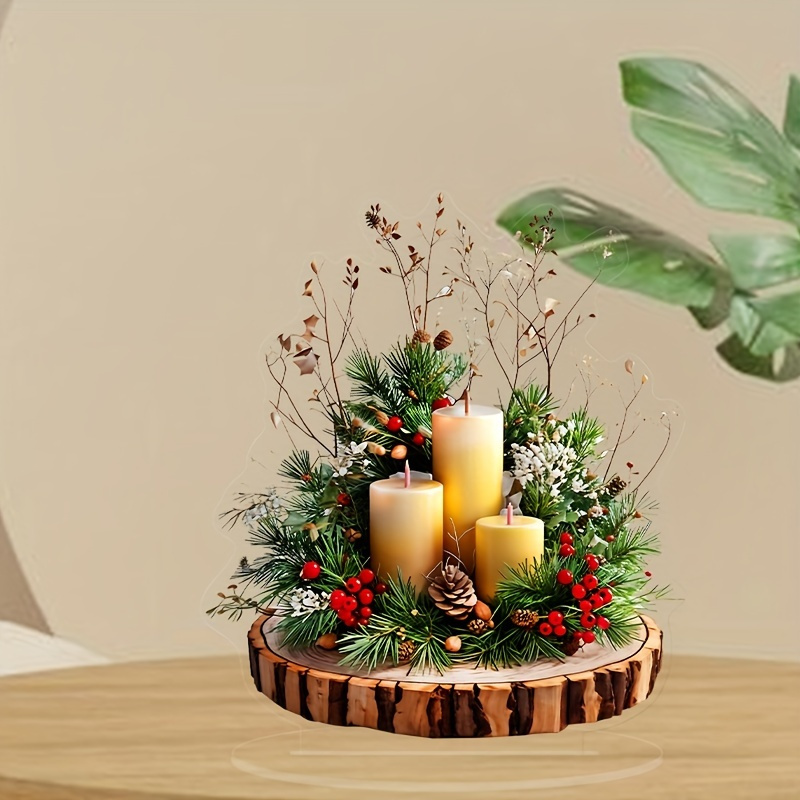 Vintage Acrylic Christmas Candle Centerpiece Winter Tabletop - Temu Canada