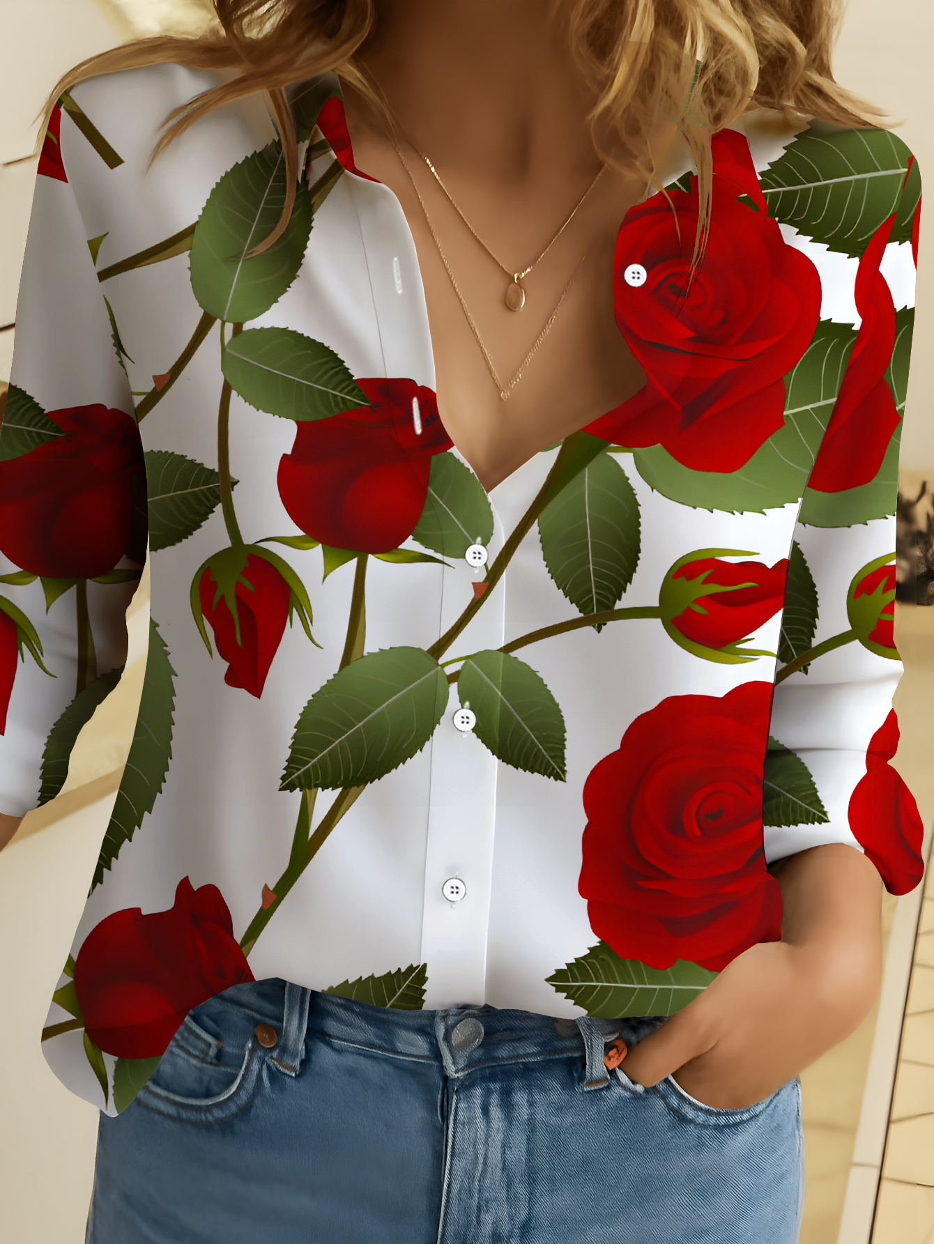 rose shirts for women sold on Temu United States