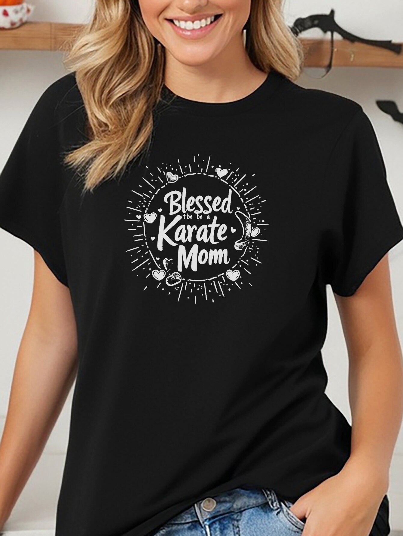 Blessed Karate Mom 100% Cotton T shirt Round Crew Neck Short - Temu