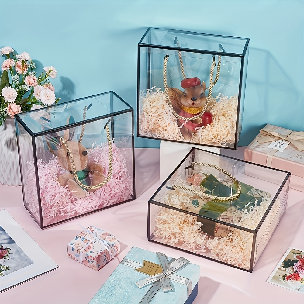 clear gift boxes sold on Temu United States