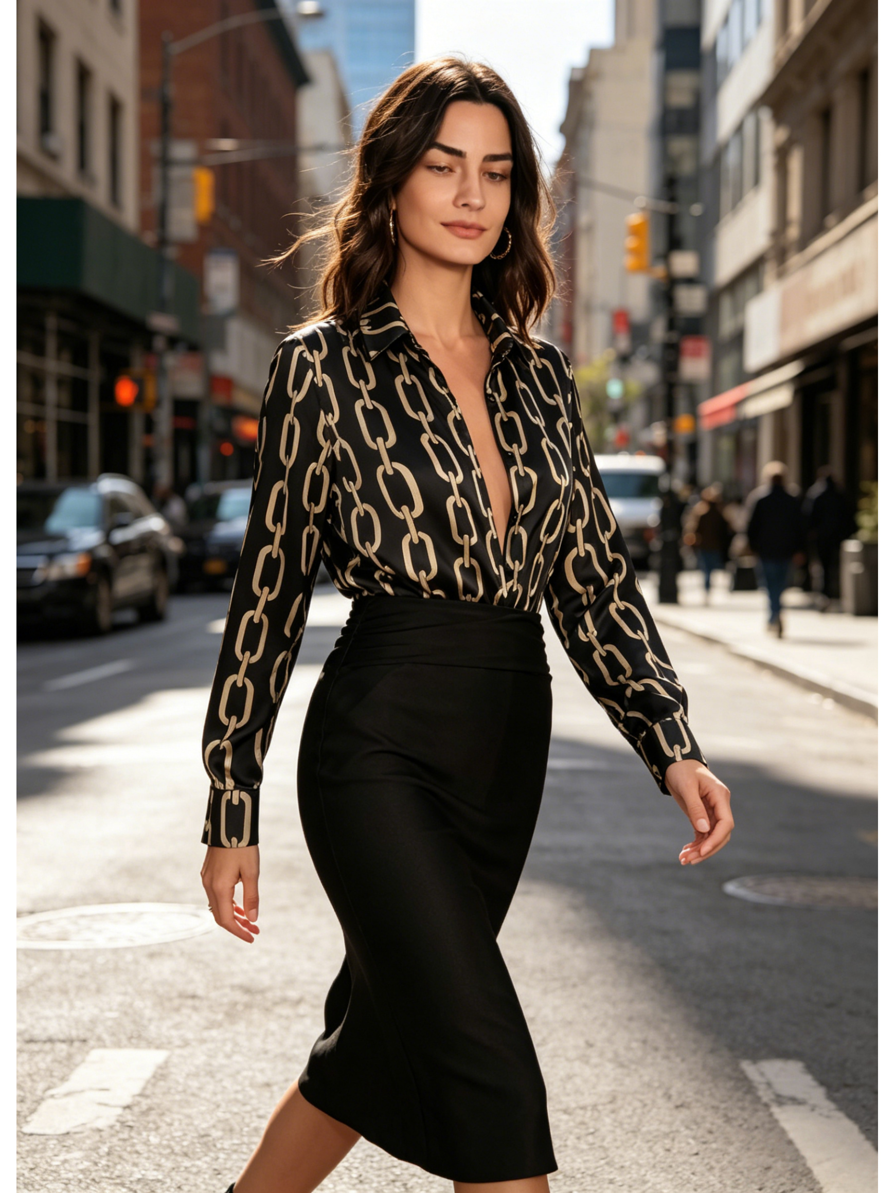 chain print blouses sold on Temu United States