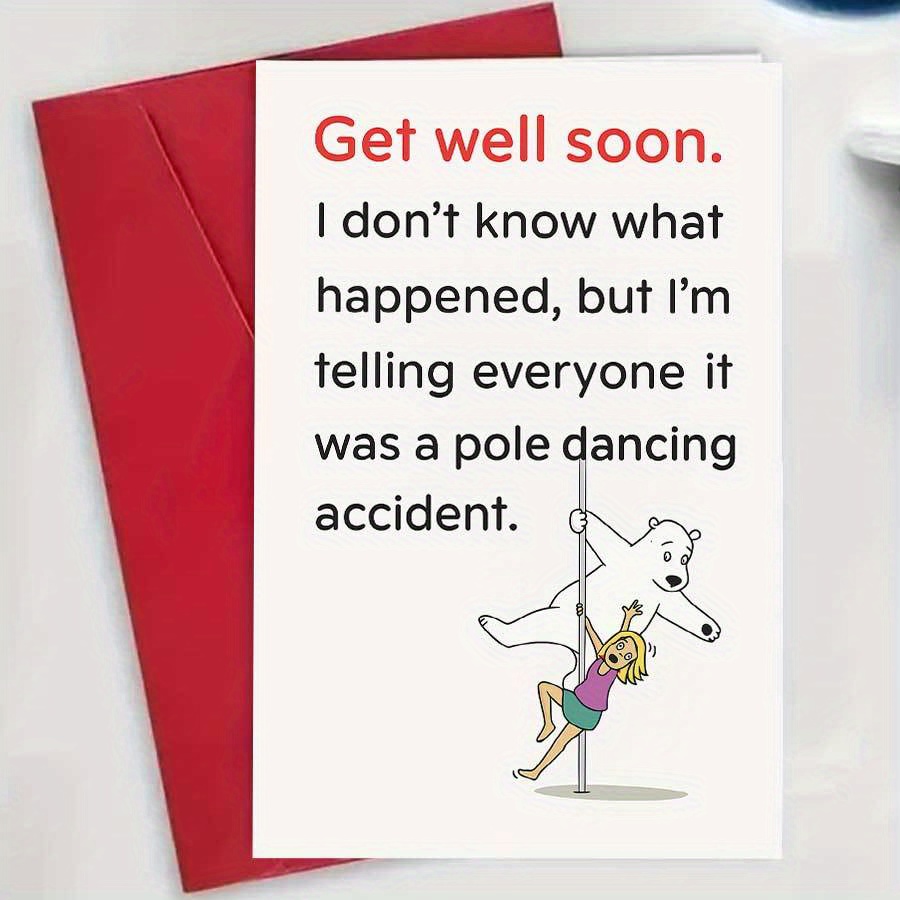 Encouragement Greeting Cards Funny Get Well Soon Card - Pole Dancing ...