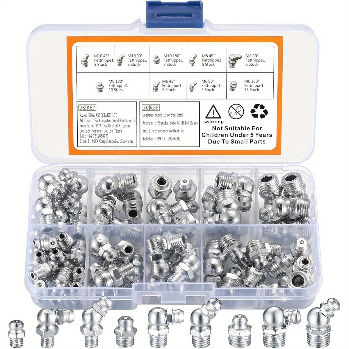Zerk Fitting Repair Kit 220-Piece Metric & SAE Grease Zerk Fitting ...