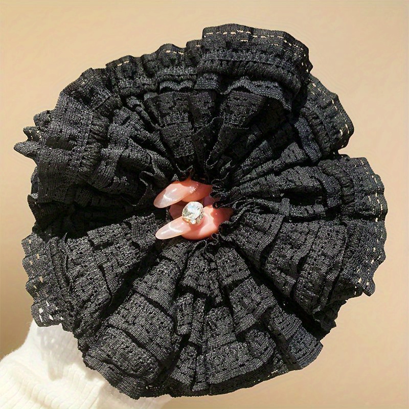 Premium Fluffy Lace-Trimmed Hair Tie, Perfect for Buns and Ponytails ...