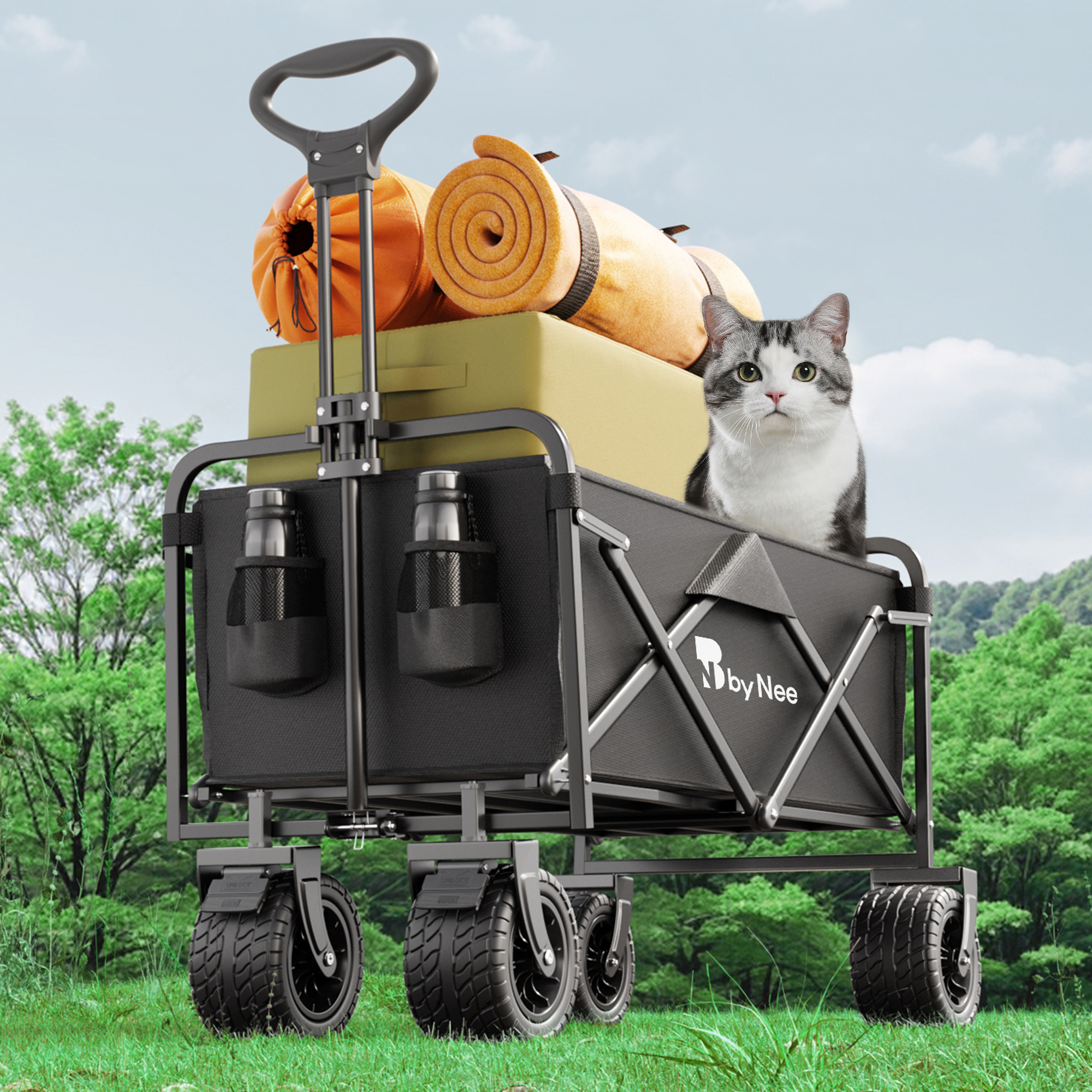 versatile foldable wagon cart large terrain wheels - Temu