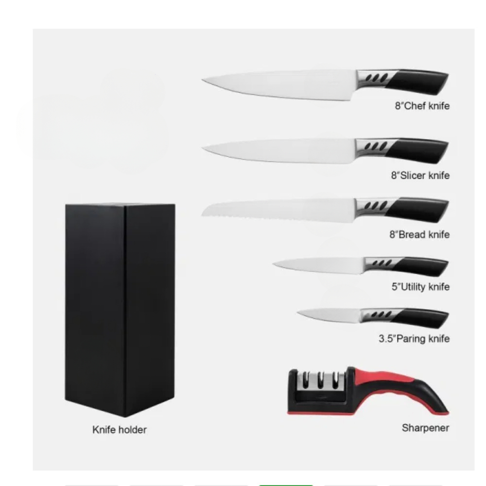 Stainless Steel Kitchen Knife Set Hardwood - Temu