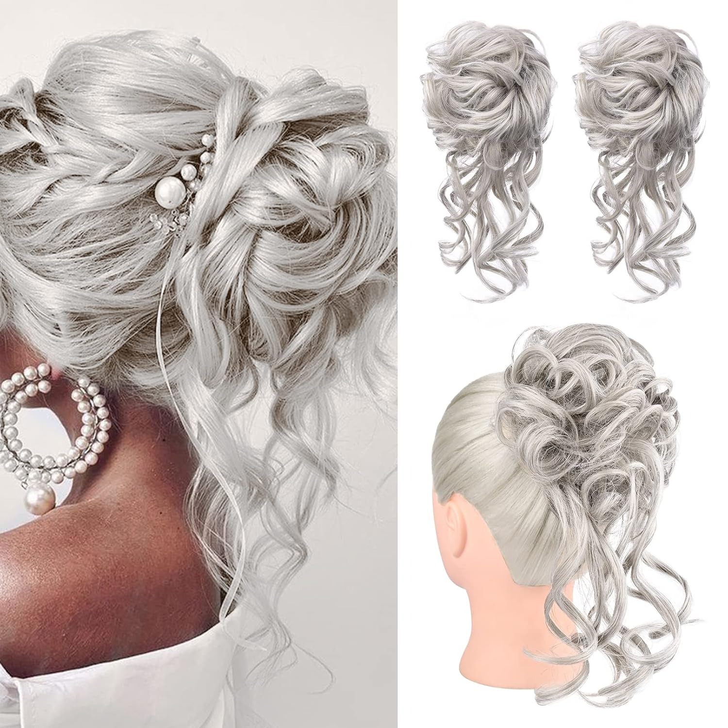 grey hair bun sold on Temu United States
