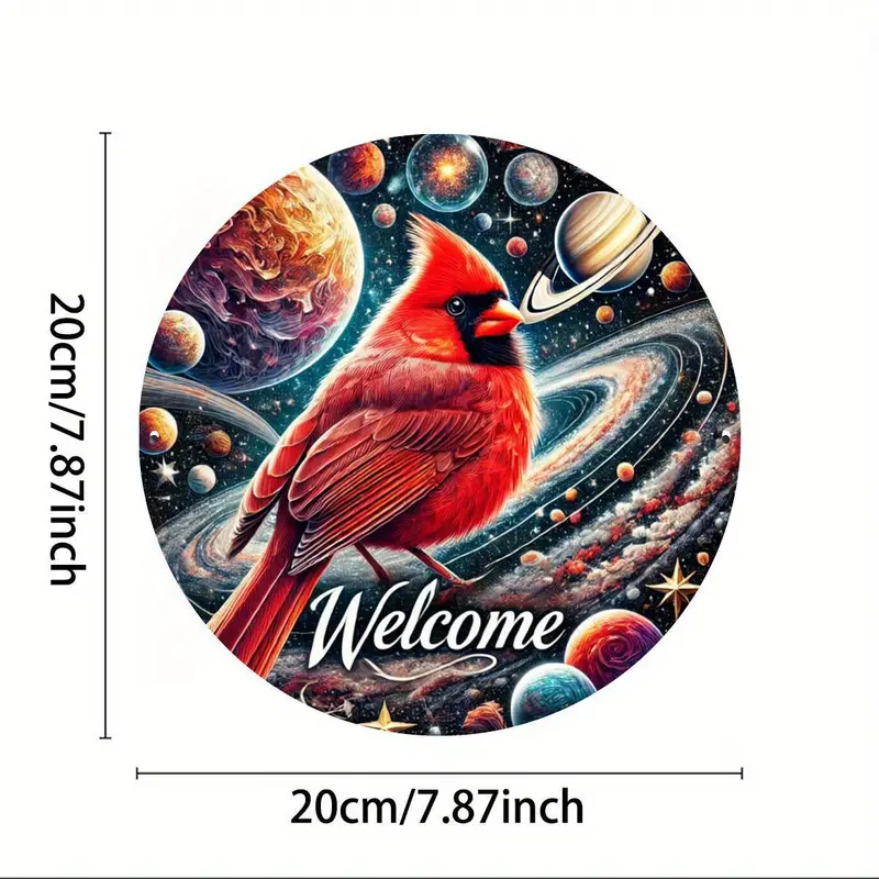 宇宙背景中的迷人红鸟 787x787英寸铝制墙艺术,防水防尘,适用于家居装饰 餐厅 酒吧 咖啡馆 耐用,易于悬挂 Temu