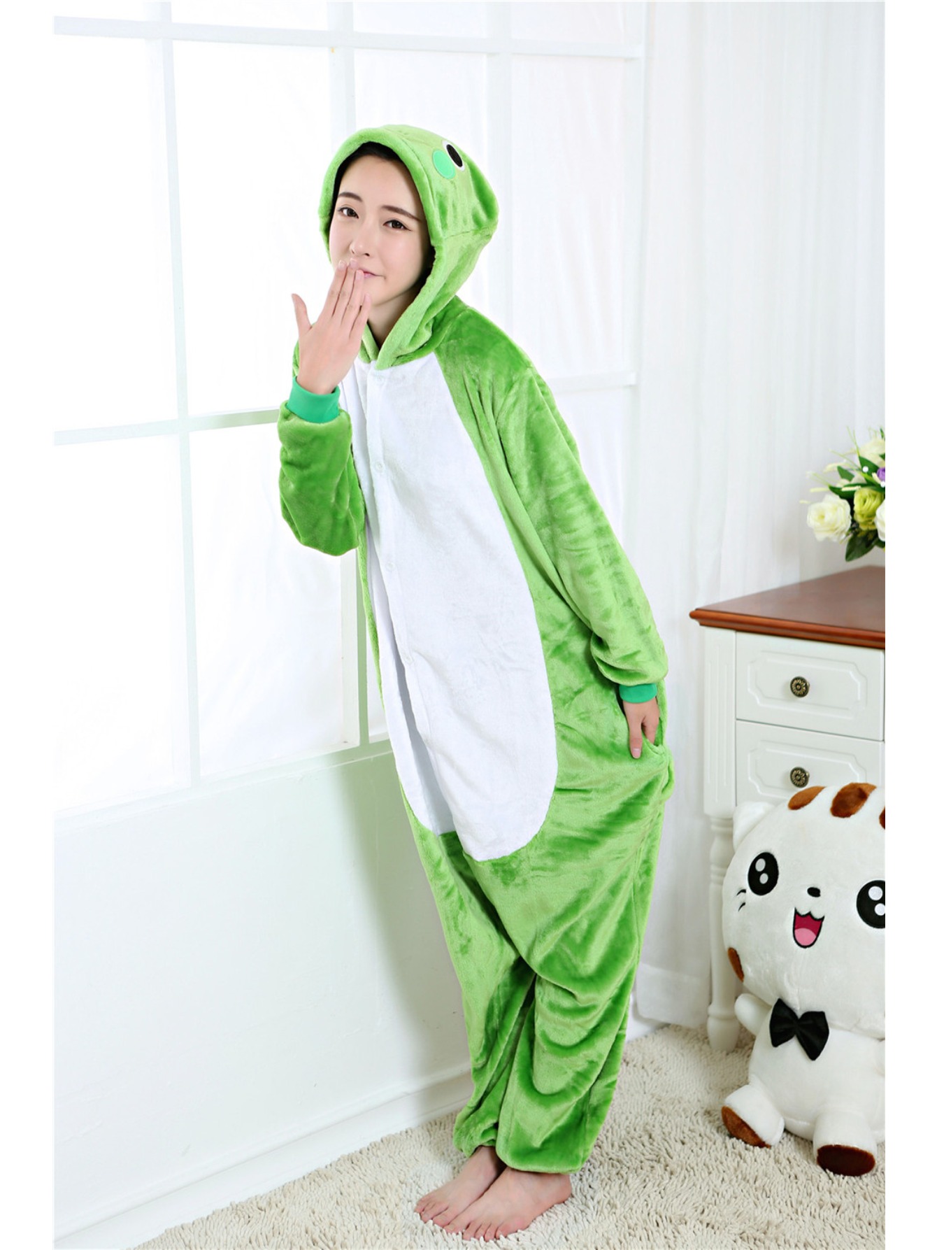 Unisex Cute Frog Onesie Pajamas Flannel Animal Halloween - Temu