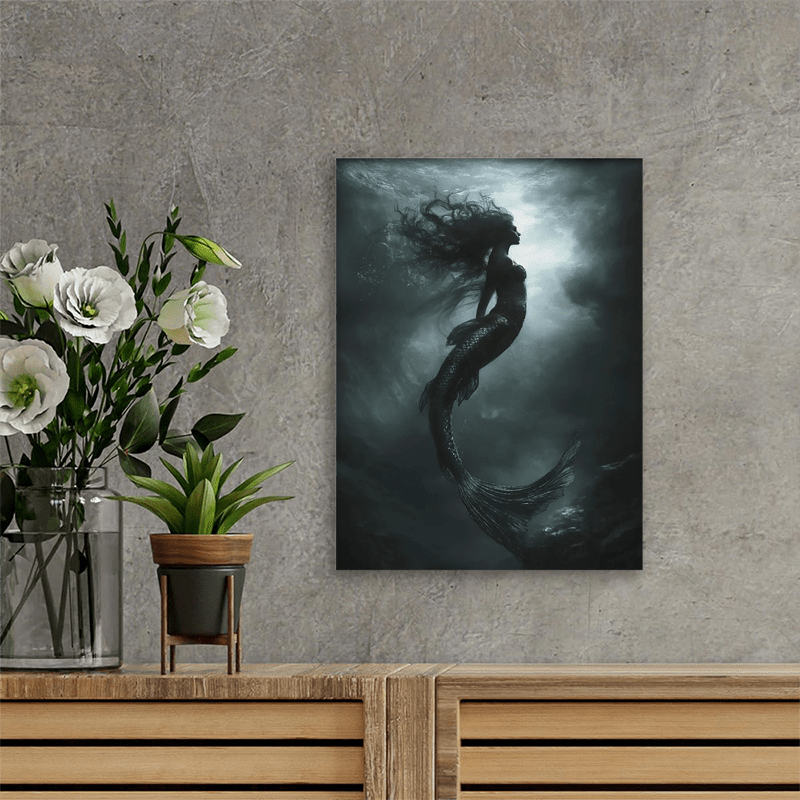 dark siren mermaid canvas art nautical horror wall decor - Temu