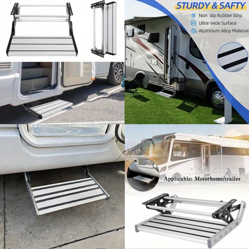 RV Steps - Manual Retractable Stairs, 440 Lbs Load Capacity, One-Hand ...