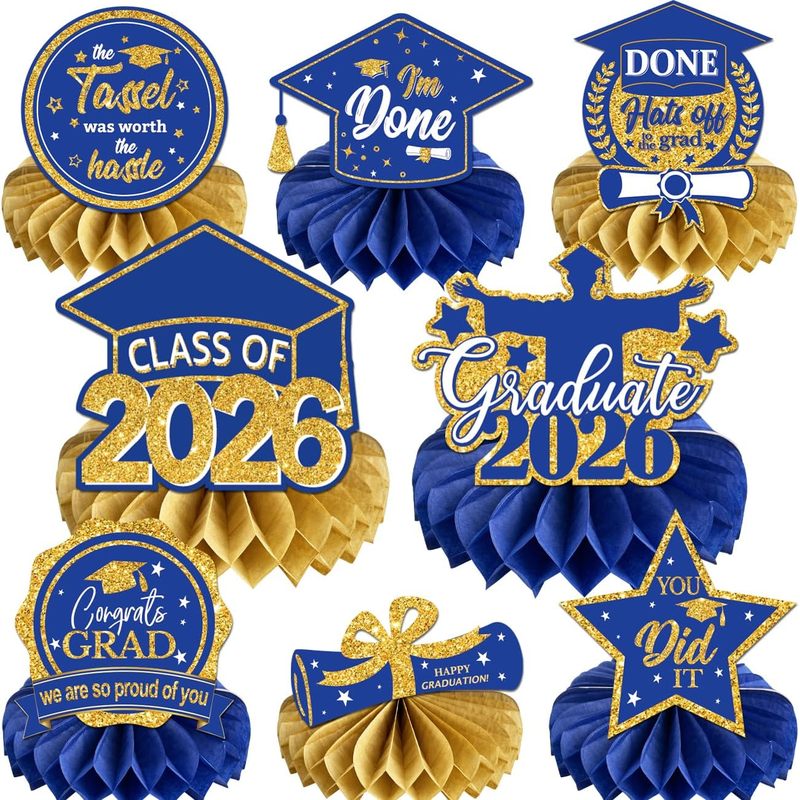 blue graduation decorations sold on Temu United States