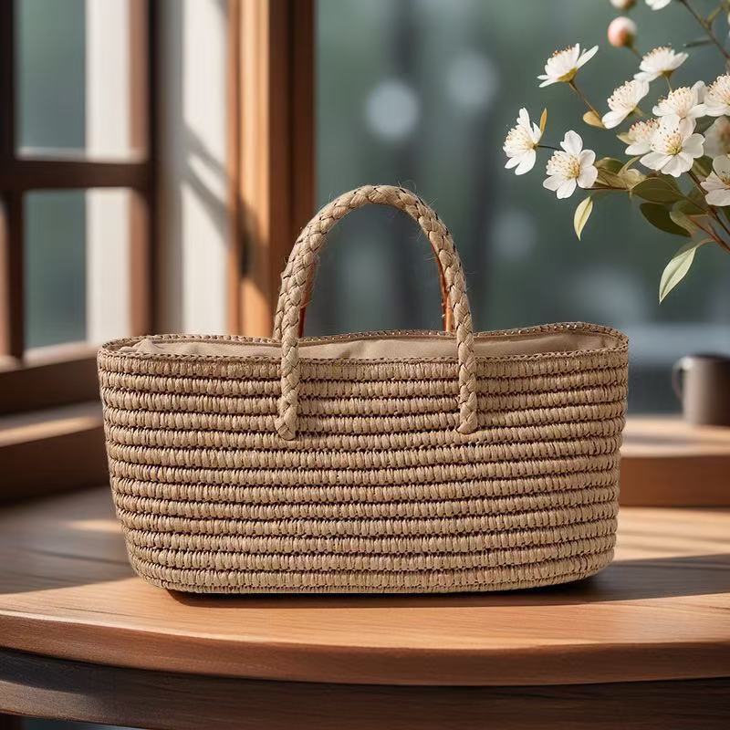 large straw beach bag sold on Temu United States