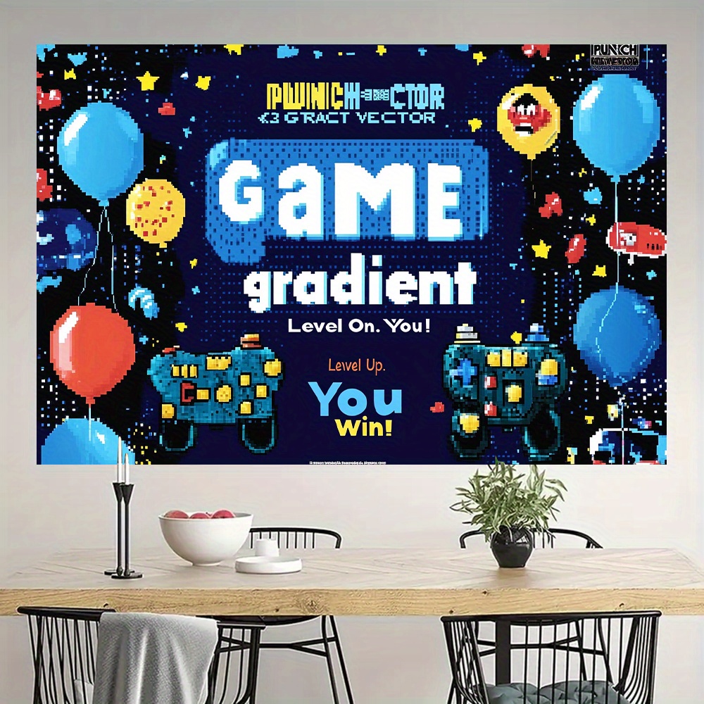 Party Backdrops Video Game Party Backdrop - 7x5ft Blue Neon Gamer ...