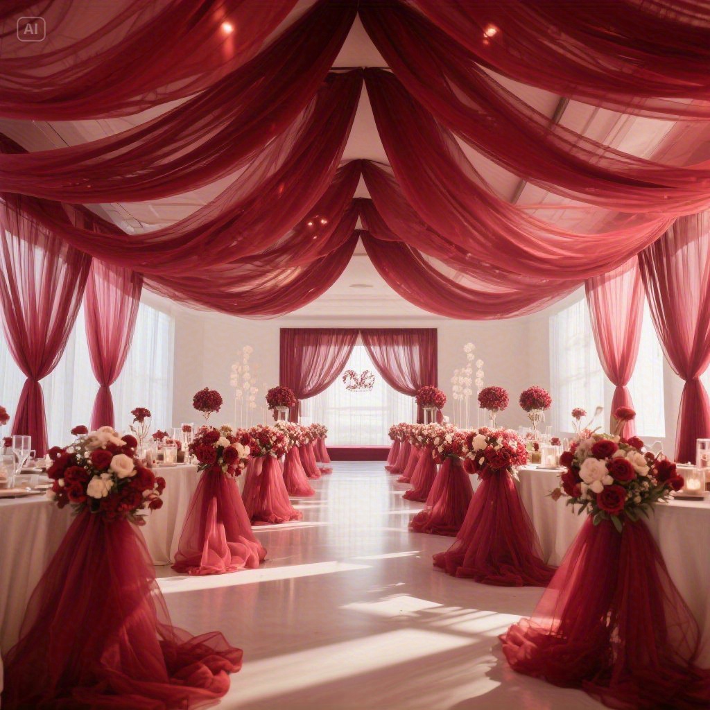 Burgundy Wedding Ceiling Decorations