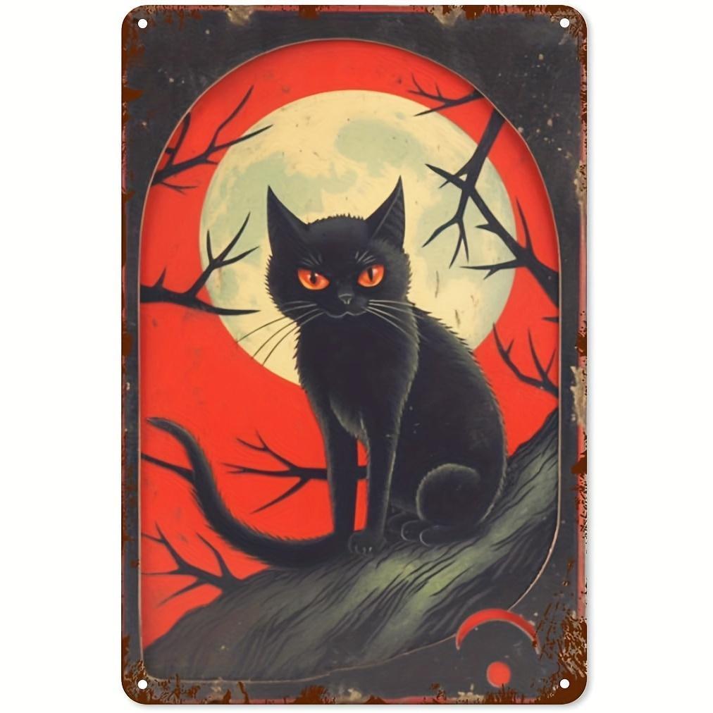 Vintage Black Cat Metal Tin Sign Versatile Wall - Temu