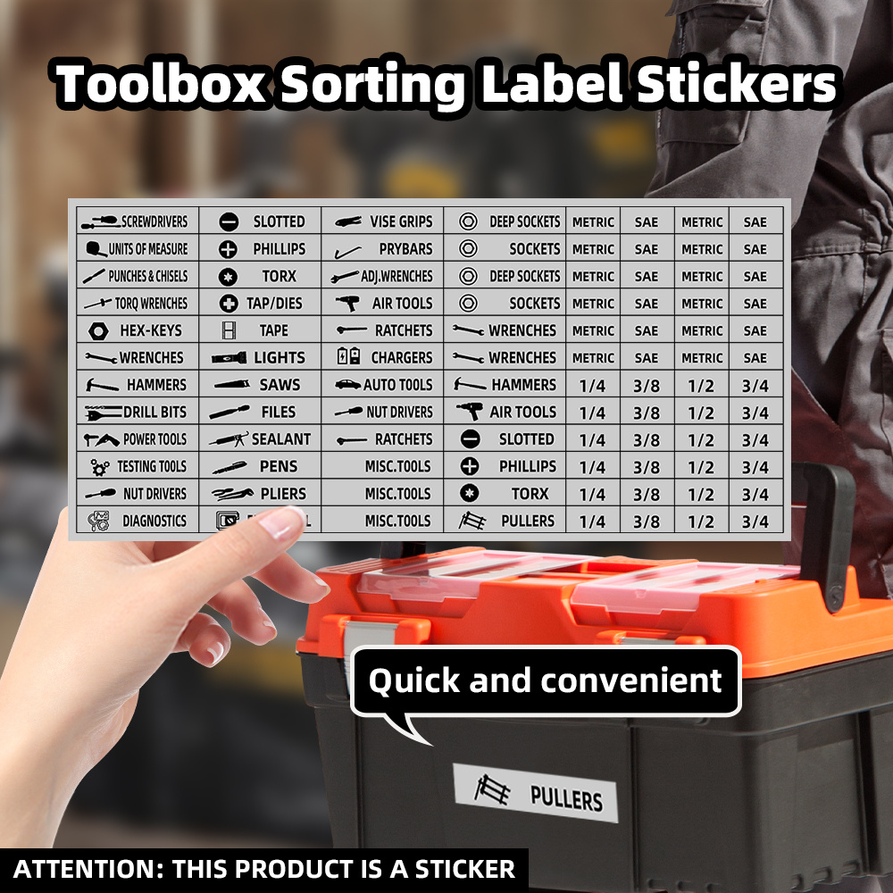 toolbox labels sold on Temu Australia