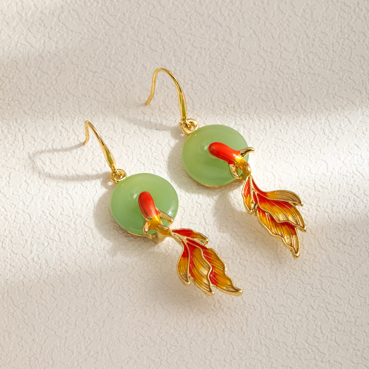 New Chinese National Texture Round Koi Earrings Female - Temu