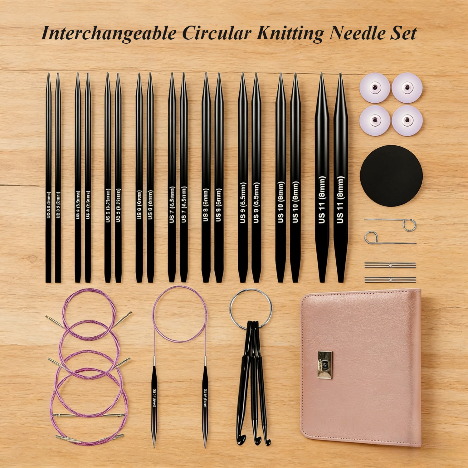 interchangeable knitting needle set sold on Temu United States