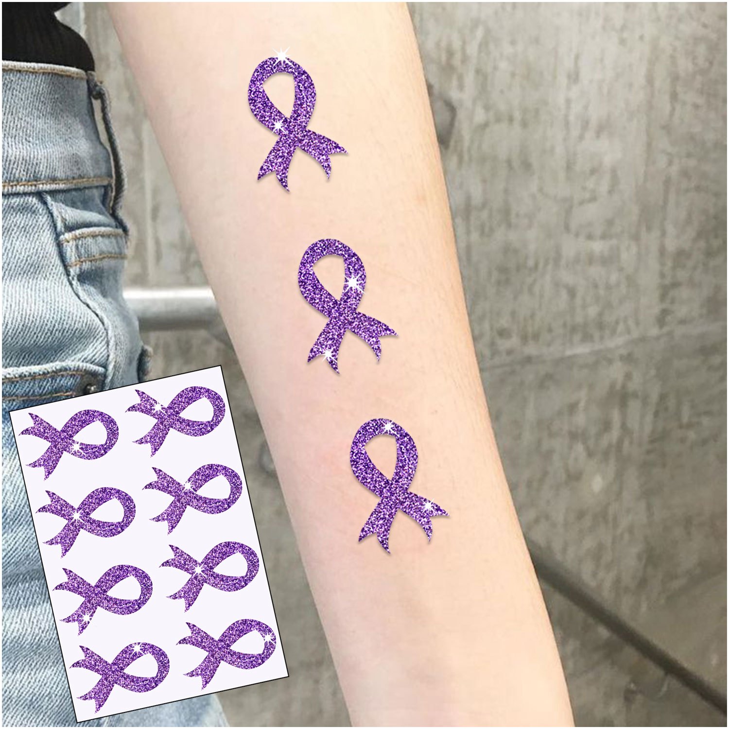 Lavender Cancer Ribbon Tattoo