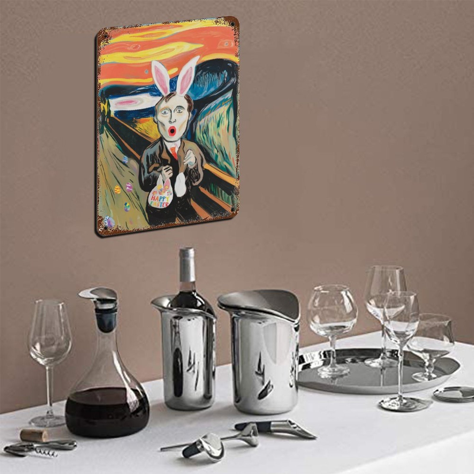 Vintage Rabbit Metal Tin Sign Iron Wall Hanging Art Decor - Temu