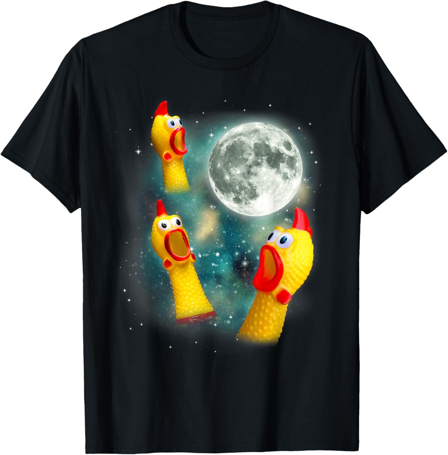 Three Rubber Chicken Moon Funny Screaming Cursed Joke T - Temu