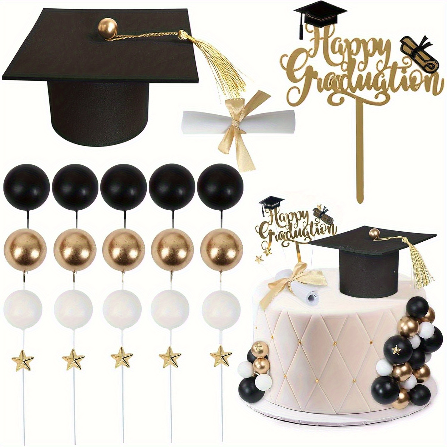 graduation cake toppers sold on Temu Australia