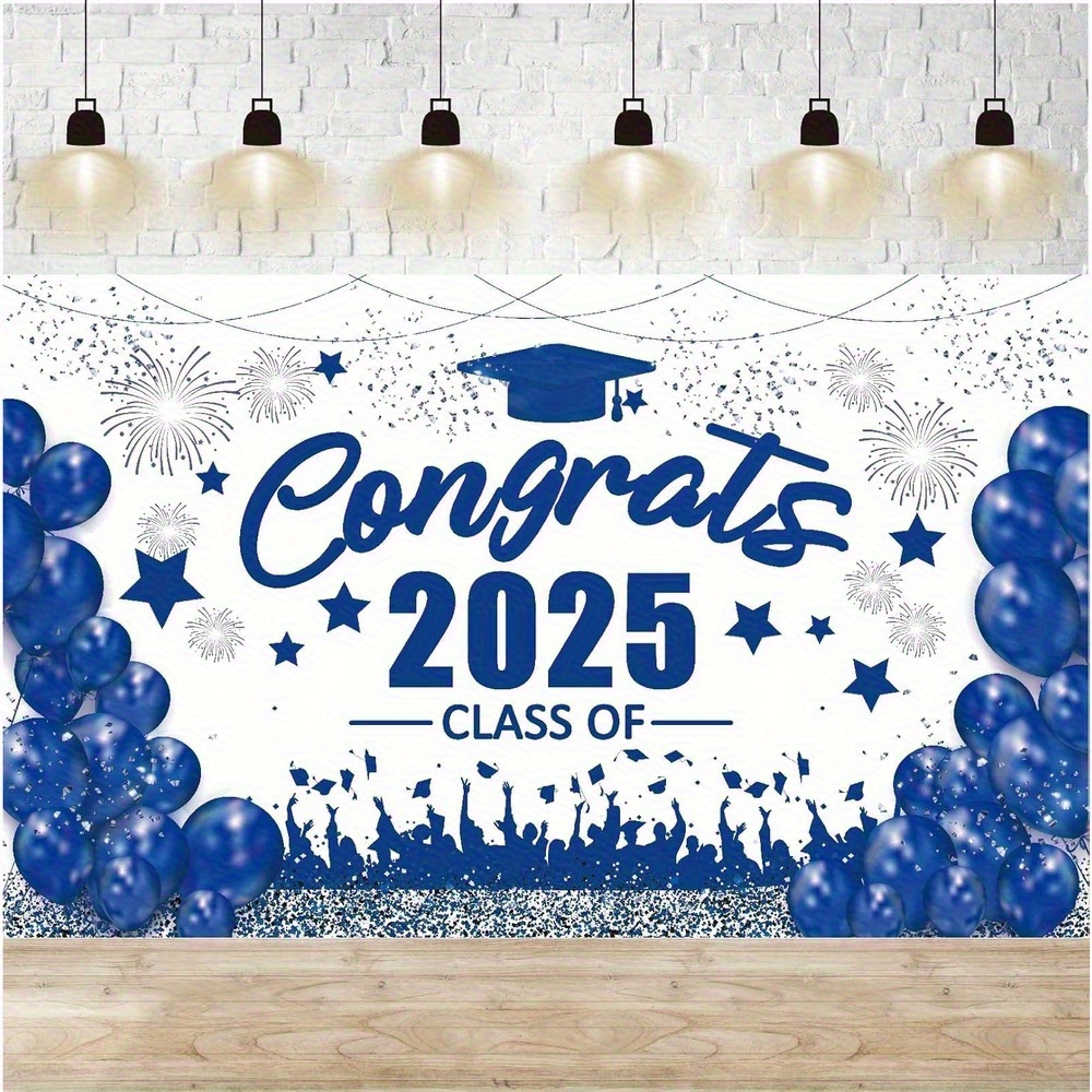 Graduation Party Blue White Background